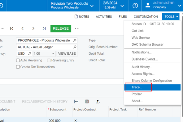 Manual Mengambil Trace pada Acumatica – Sunartha Learning Portal